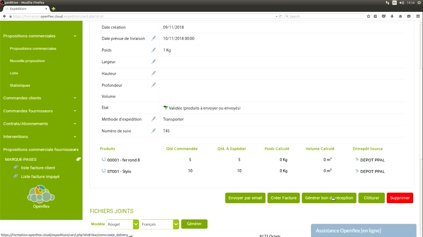 Édition d’un bon d’expédition et de réception sur Openflex [Tuto vidéo ...